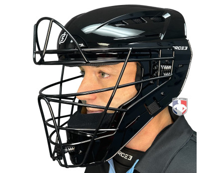 Force3 Black Defender XS3 Hockey Style Umpire Helmet | Ump Attire